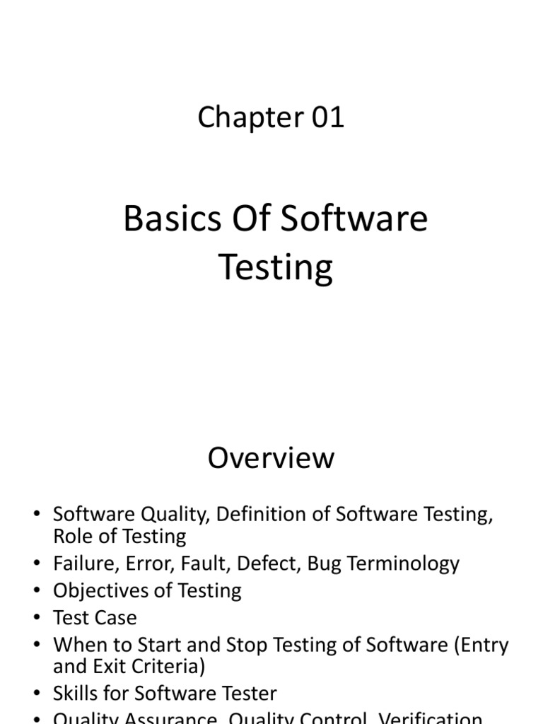 Basics Of Software Testing Pdf Software Testing Software Bug
