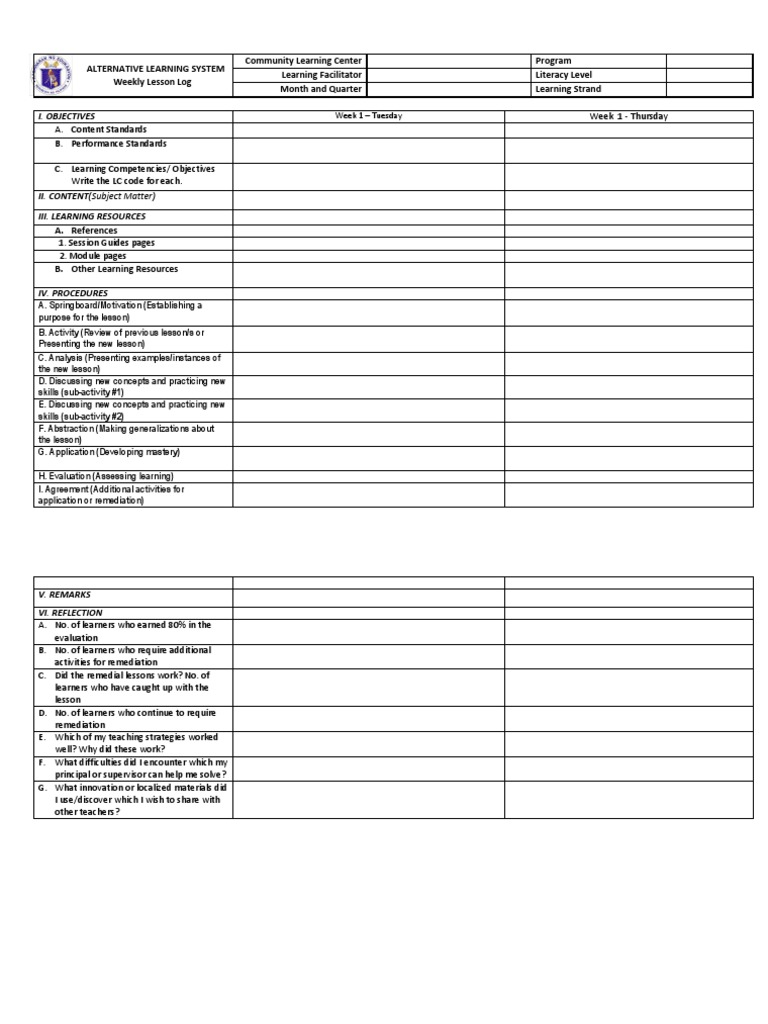 Week 1 - Thursday A. Content Standards B. Performance Standards C ...