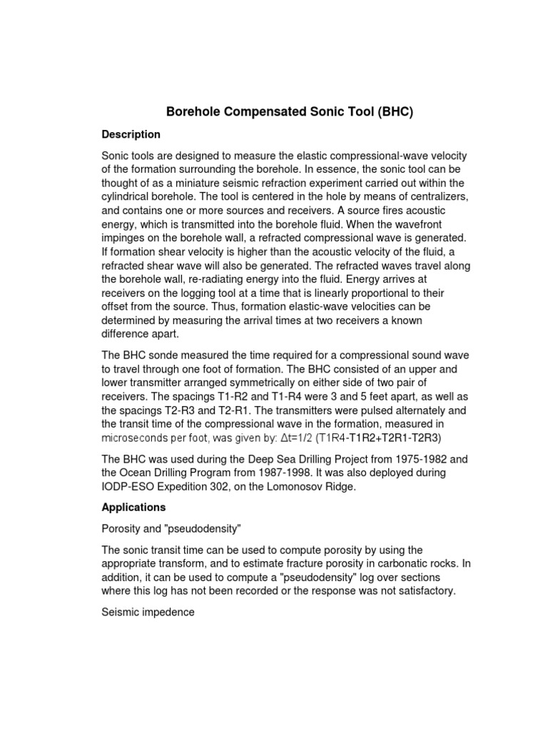 Borehole Sonic Tool Overview | PDF | Waves | Applied And ...