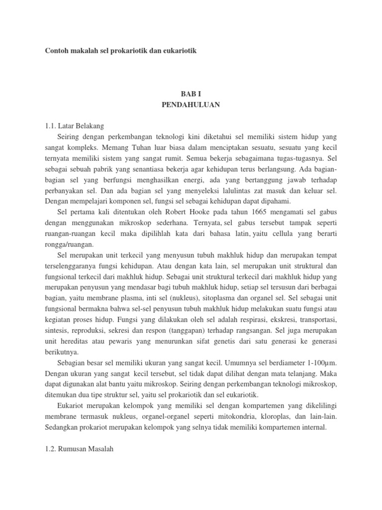 Contoh Makalah Sel Prokariotik Dan Eukariotik | PDF