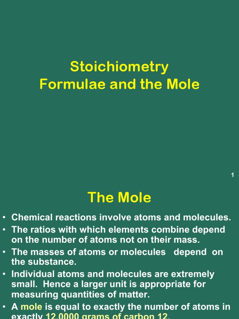 Stoichiometry - Mole Concepts PDF | PDF | Mole (Unit) | Molecules
