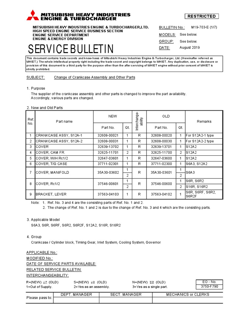 Service Bulletin | PDF | Transportation Engineering | Vehicle Parts