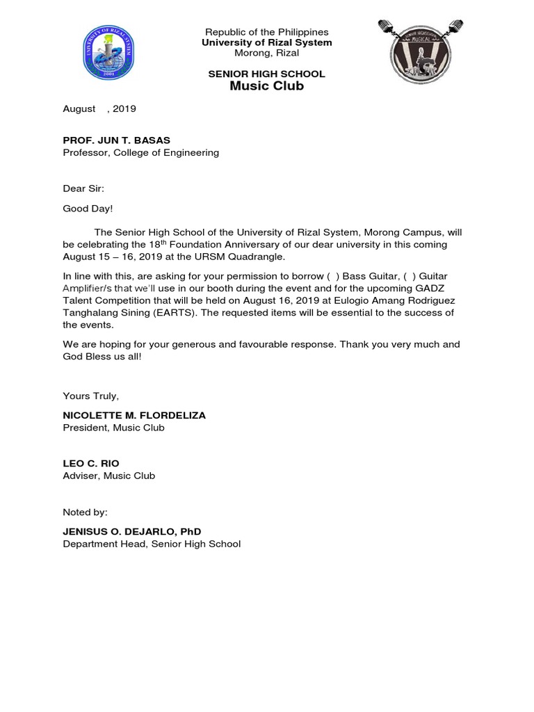 Letter of Request For Instruments Format | PDF