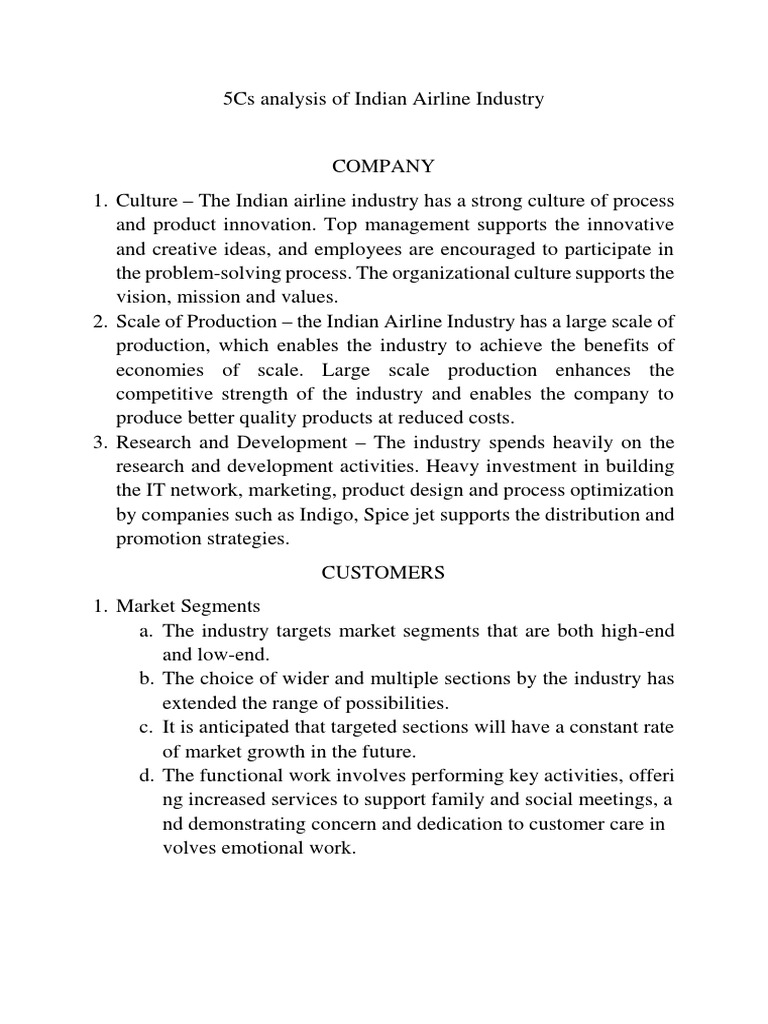 5Cs Analysis of Airline Industry | Download Free PDF | Marketing ...