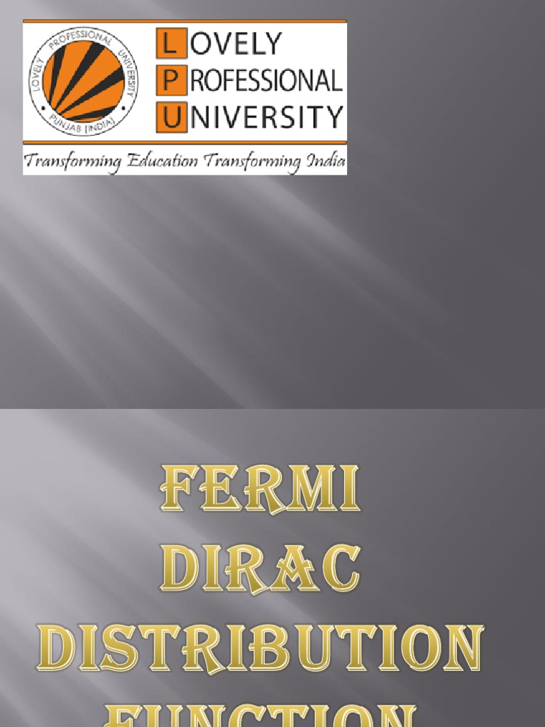 Fermi Dirac Distribution Function | PDF