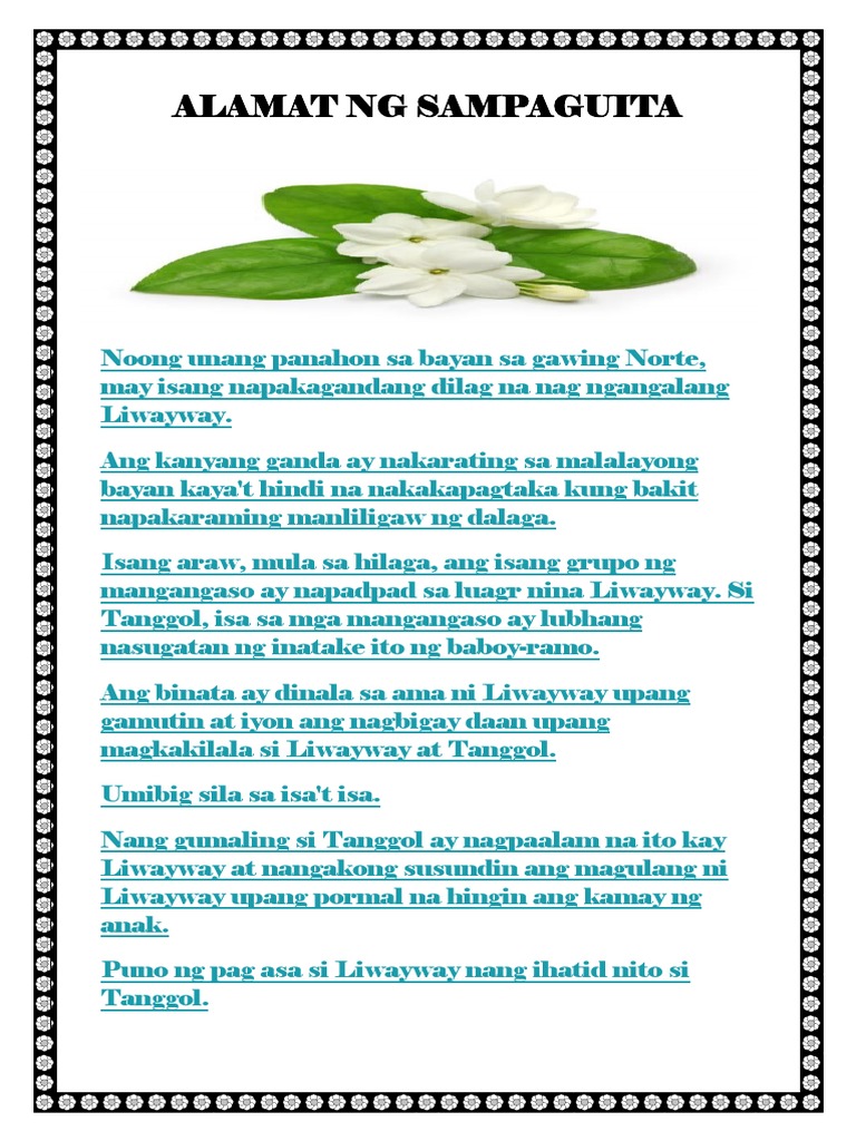 Alamat NG Sampaguita | PDF