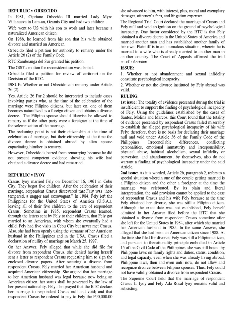 Philippine court recognizes Canadian divorce decree | PDF | Marriage ...