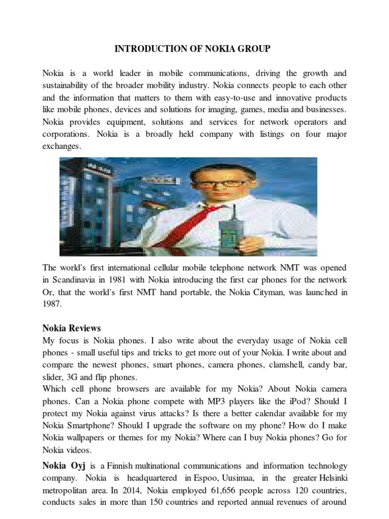 Introduction of Nokia Group | PDF | Nokia | Smartphone