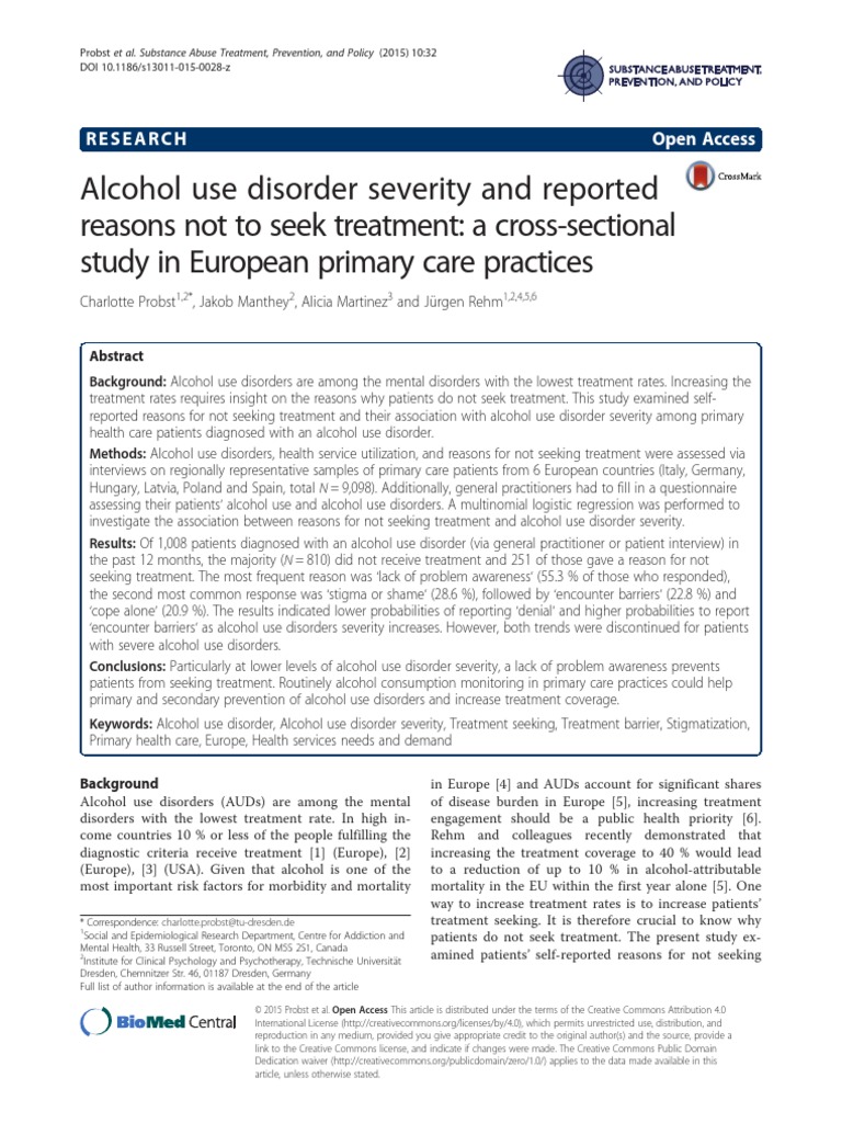 Alcohol Use Disorder Severity and Reported Reasons Not To Seek ...