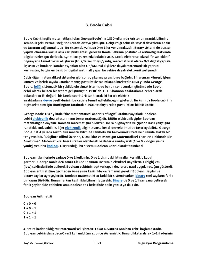3 - Boole Cebri PDF | PDF