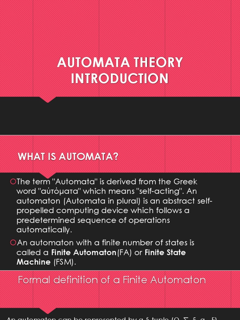 Automata Theory Introduction | PDF | Automata Theory | Formal Methods