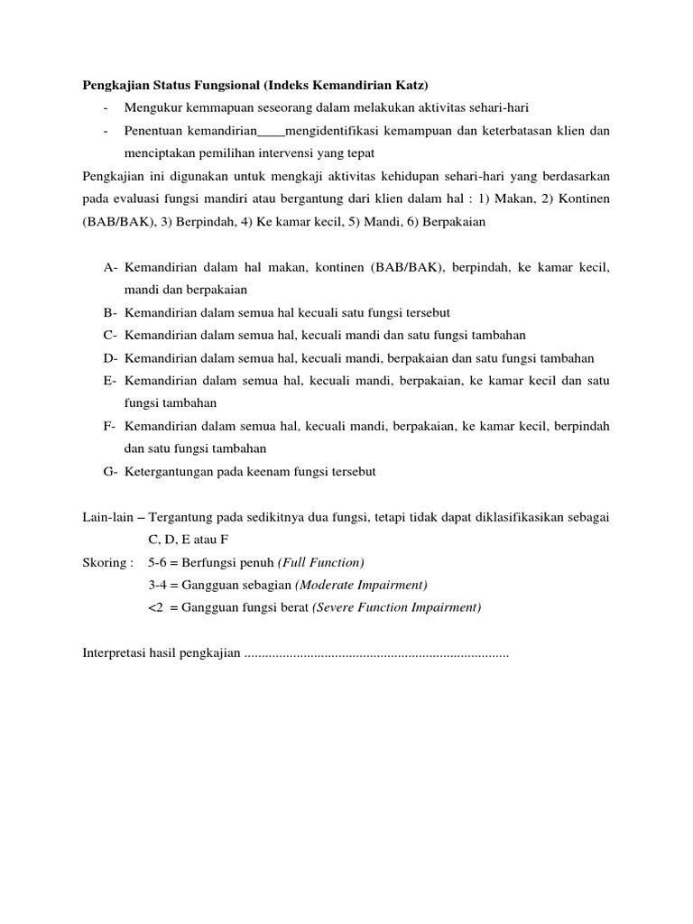 Penilaian Indeks Katz Pdf