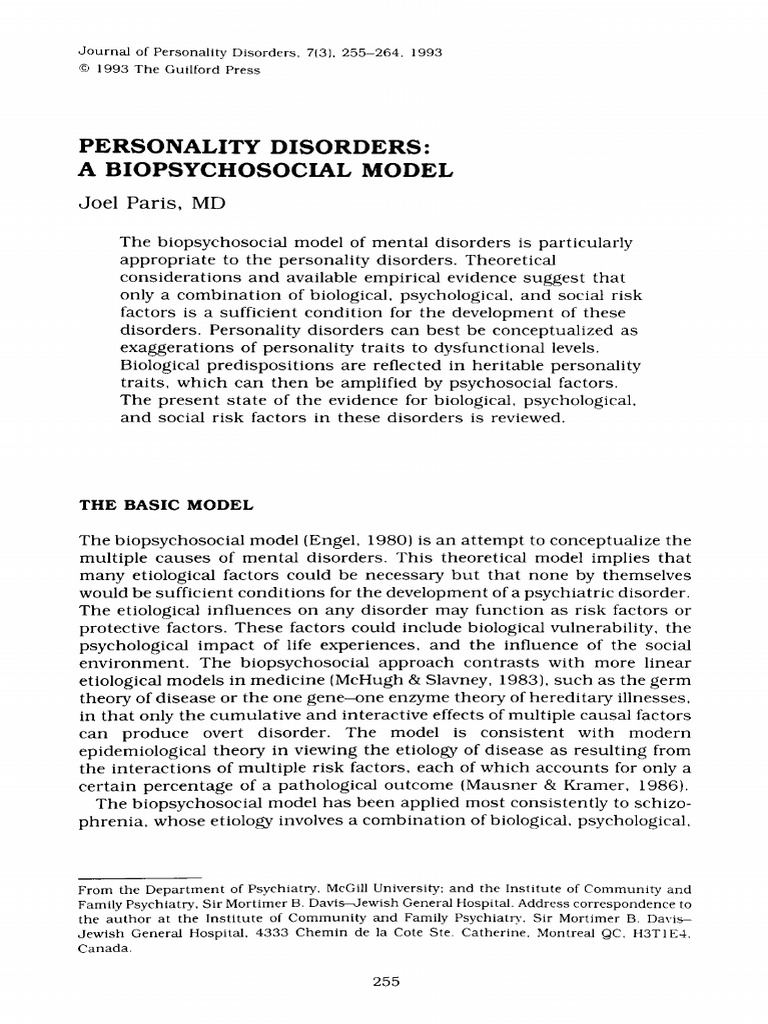 BioPsychoSocial Model | PDF | Mental Disorder | Personality Disorder