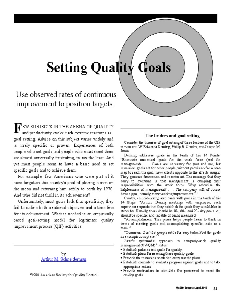 Setting Quality Goals | PDF | Goal | Printed Circuit Board
