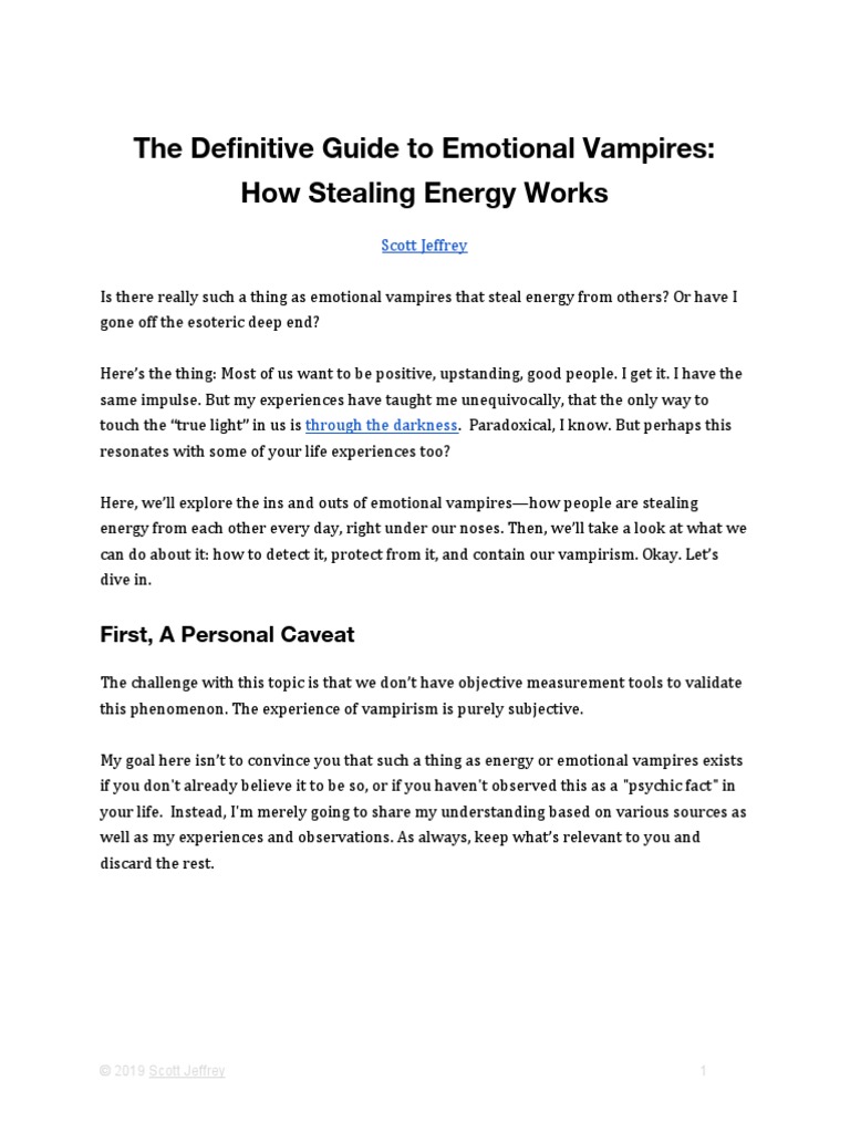 The Definitive Guide To Emotional Vampires: How Stealing Energy Works ...