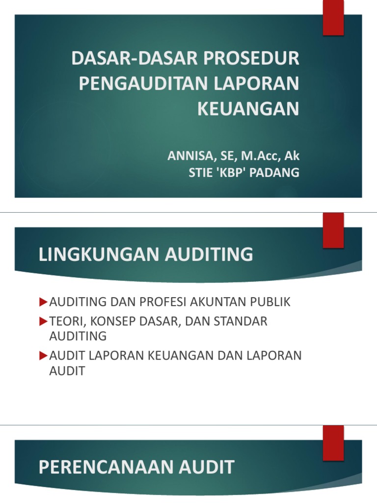 Dasar-Dasar Prosedur Pengauditan Laporan Keuangan | PDF