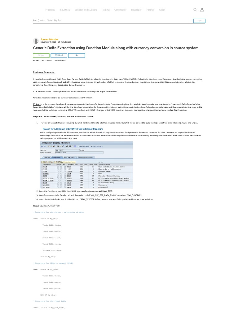 Generic Delta Extraction Using Function Module Along With Currency Conversion in Source System ...