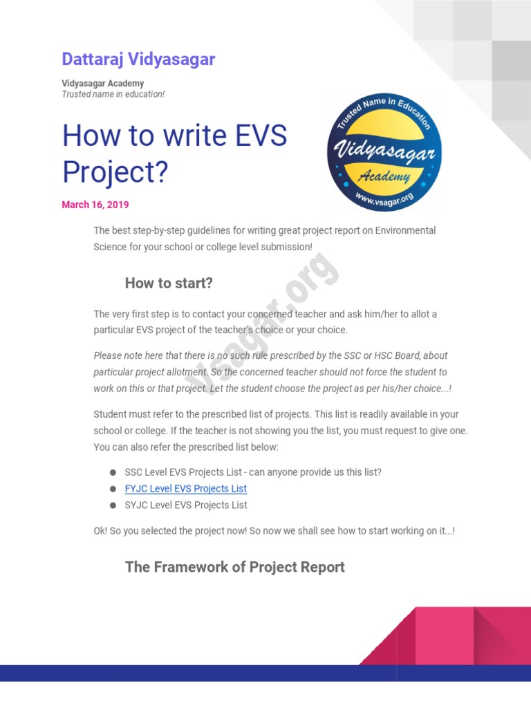 Guide About How To Write Best EVS Project | PDF | Reason | Scientific ...