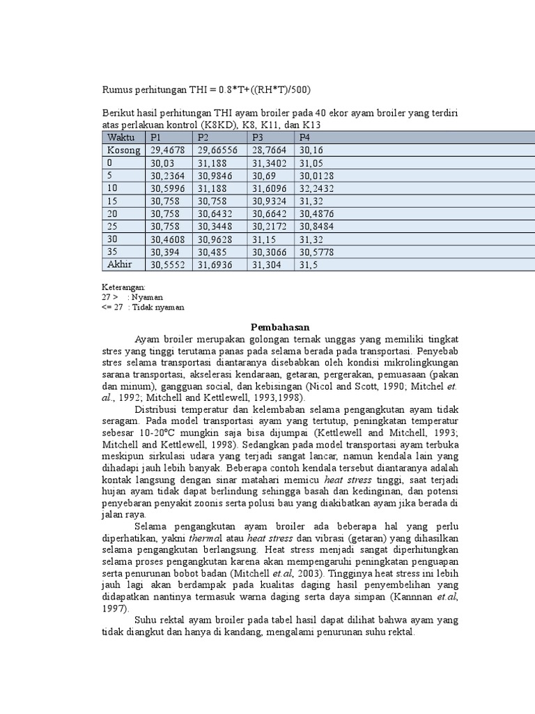Rumus Perhitungan THI | PDF