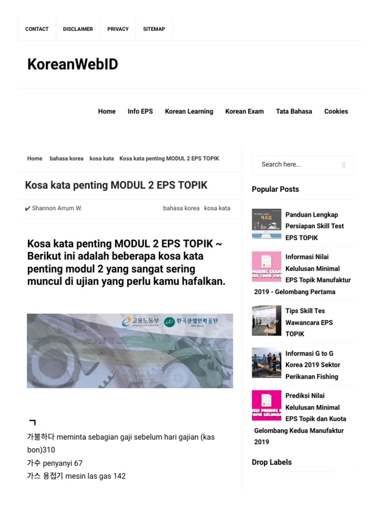 Kosakata Penting Hangug | PDF