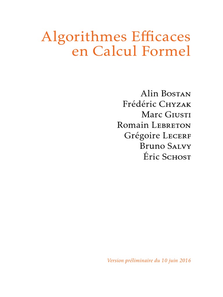Algorithm Efficaces en Calcul Formel | PDF | Polynôme | Division