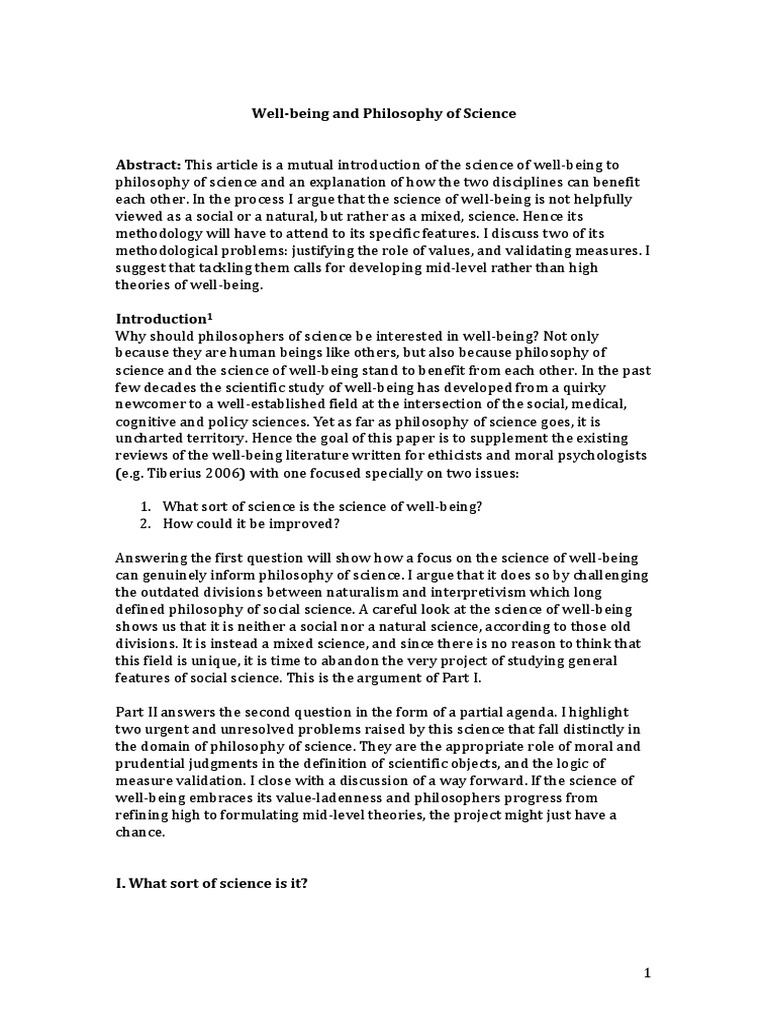 Well - Being and Philosophy of Science | PDF | Naturalism (Philosophy ...