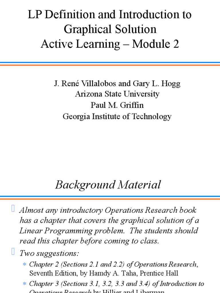 LP Definition and Introduction To Graphical Solution Active Learning - Module 2 | PDF ...
