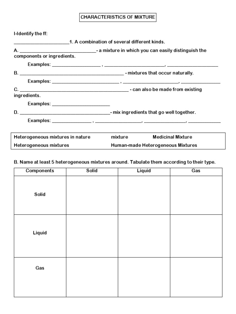 Characteristics of Mixtures Explained | PDF | Solution | Mixture