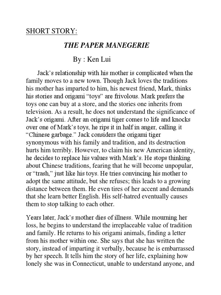 Short Story Analysis: "The Paper Menagerie | PDF | Allergy