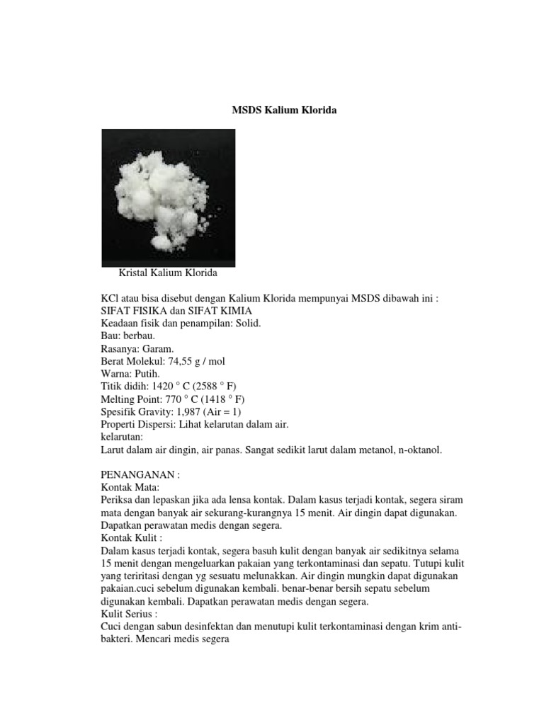 MSDS KCL | PDF