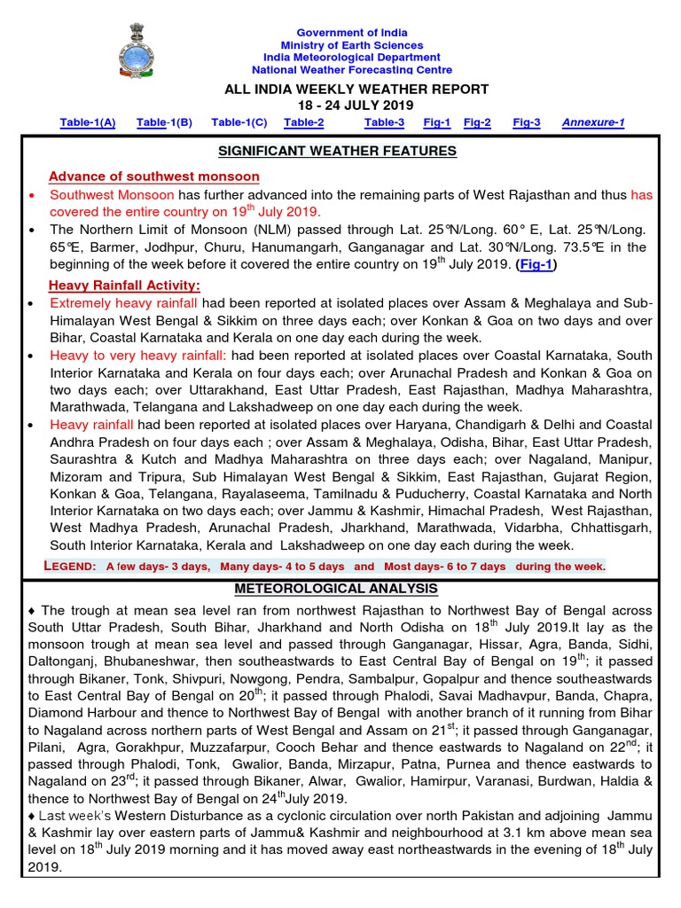 Weekly Weather Report | PDF | Punjab | Rain