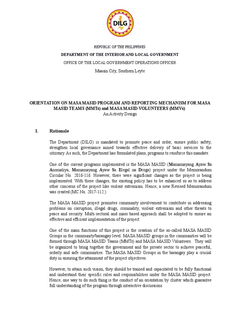 Activity Design For Orientation. | PDF | Government | Public Sphere