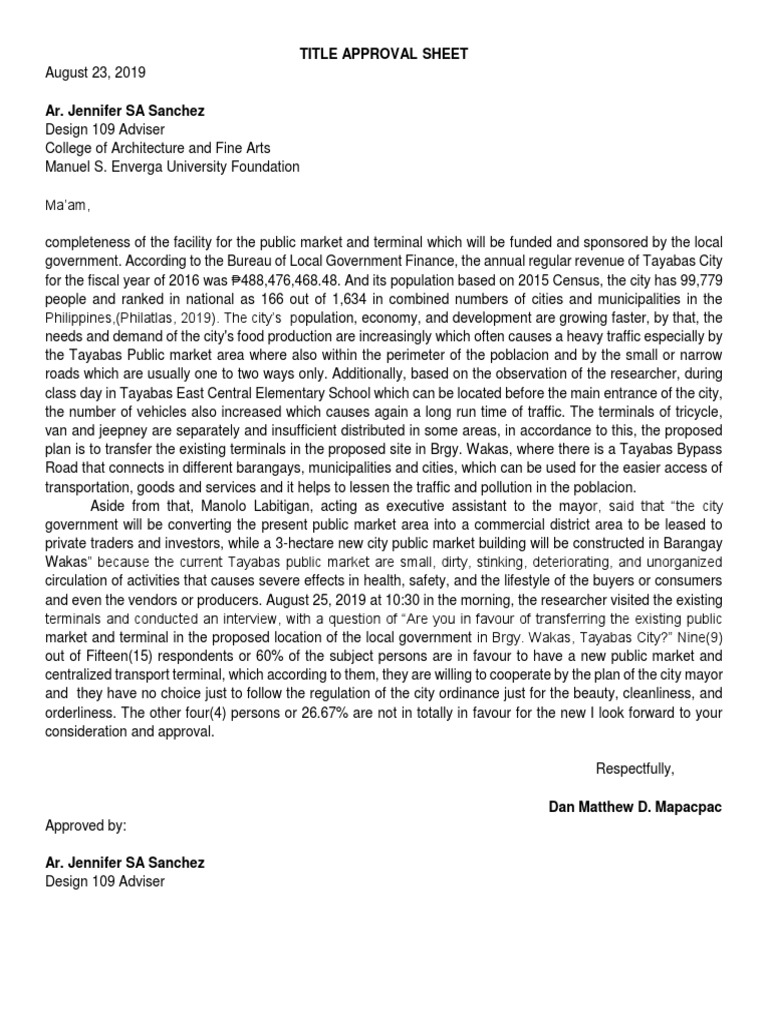 Title Approval Sheet | Download Free PDF | Economies | Business