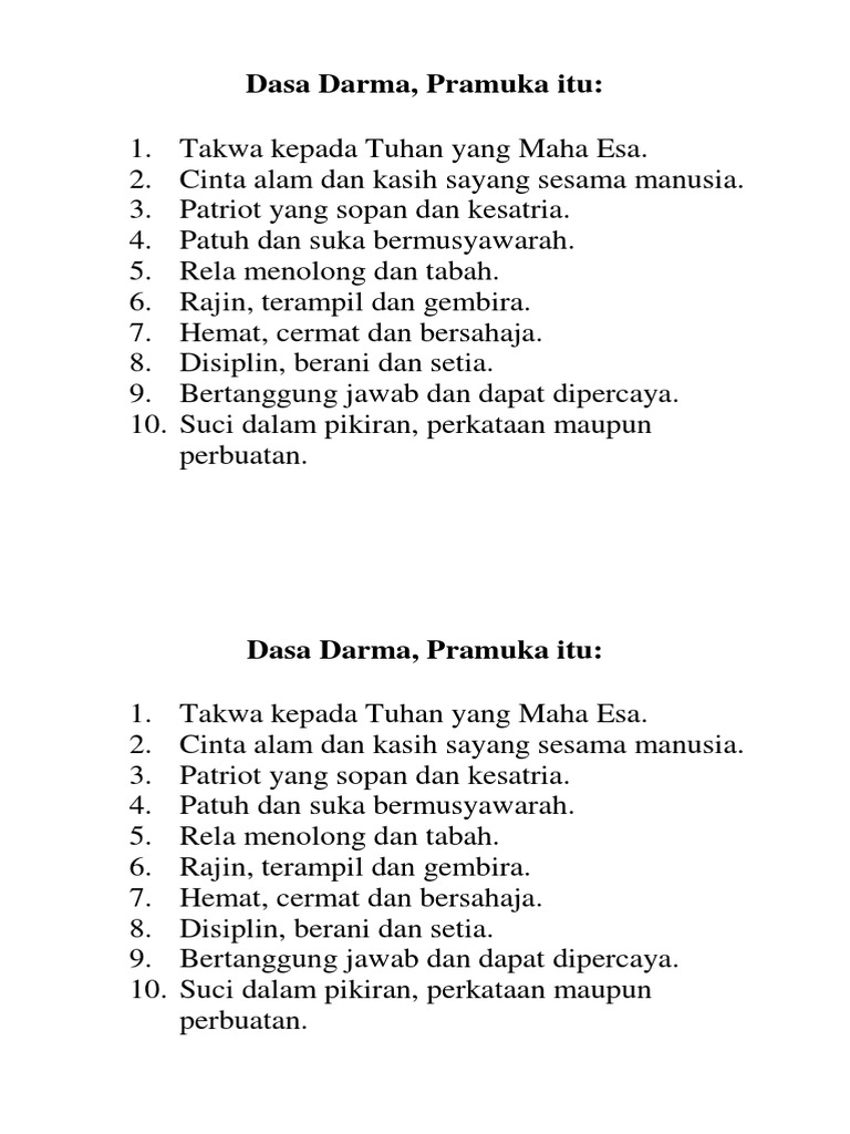 Dasa Darma Pramuka | PDF
