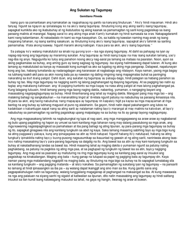 Ang Sukatan NG Tagumpay | PDF