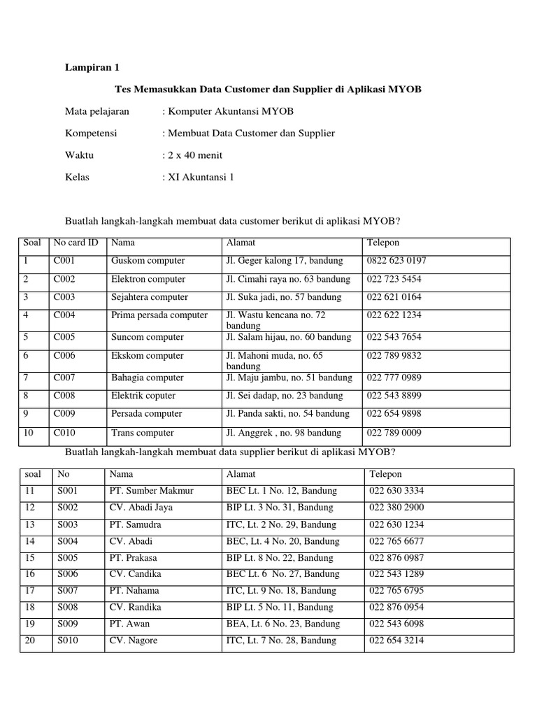 Contoh Soal Myob | PDF