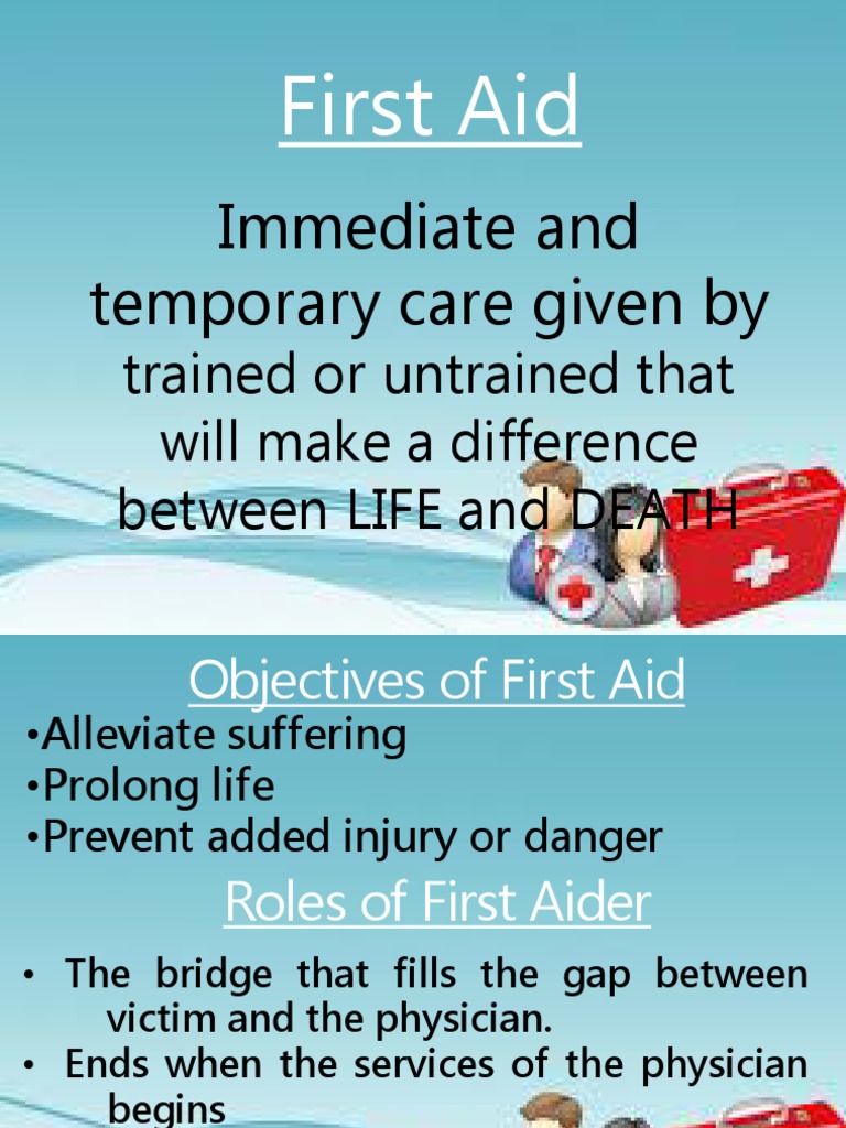First Aid: Immediate and Temporary Care Given by | PDF ...