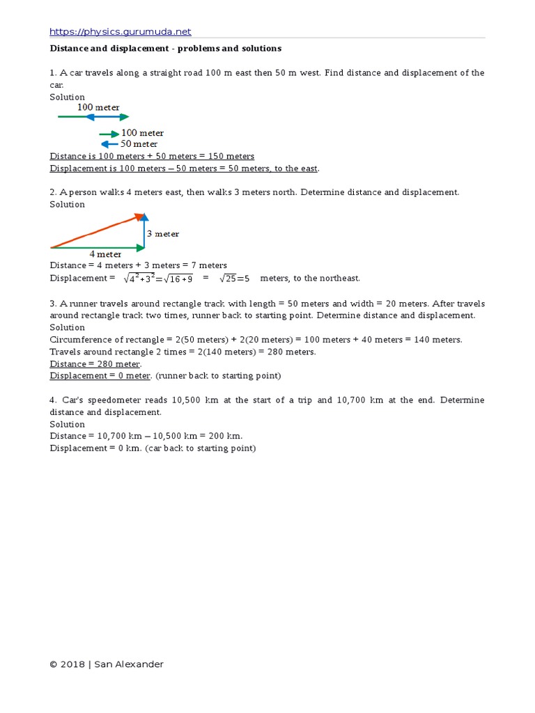 1 - Distance and Displacement Problems and Solutions PDF | PDF | Travel ...