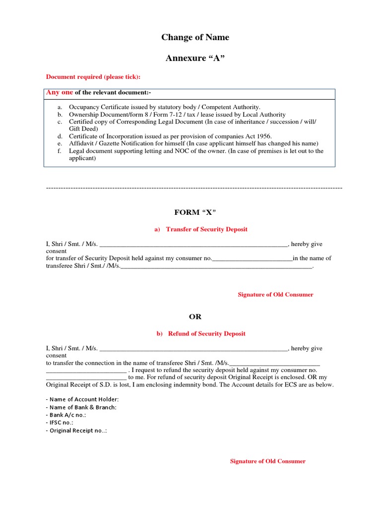 Documents Required For Name Change | PDF