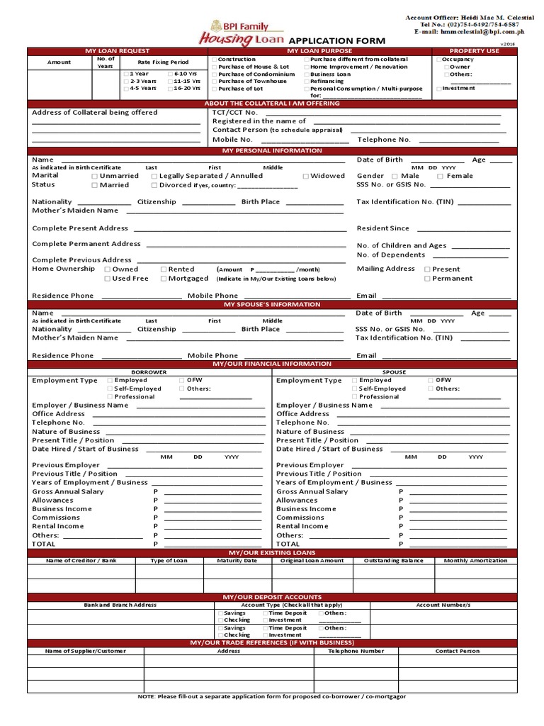 BFB Housing Loan Application Form v2016.Hmc | PDF | Credit Card ...