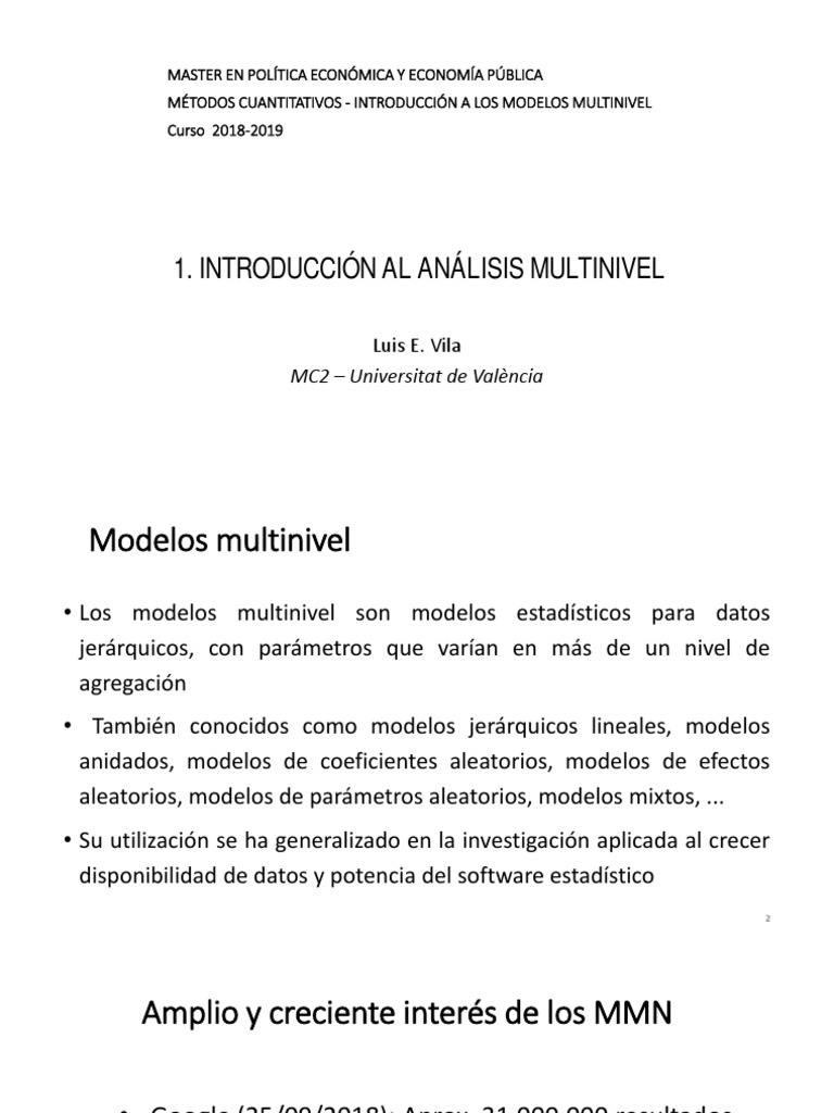 1 Introducción Al Análisis Multinivel | PDF | Modelo multinivel | Teoría