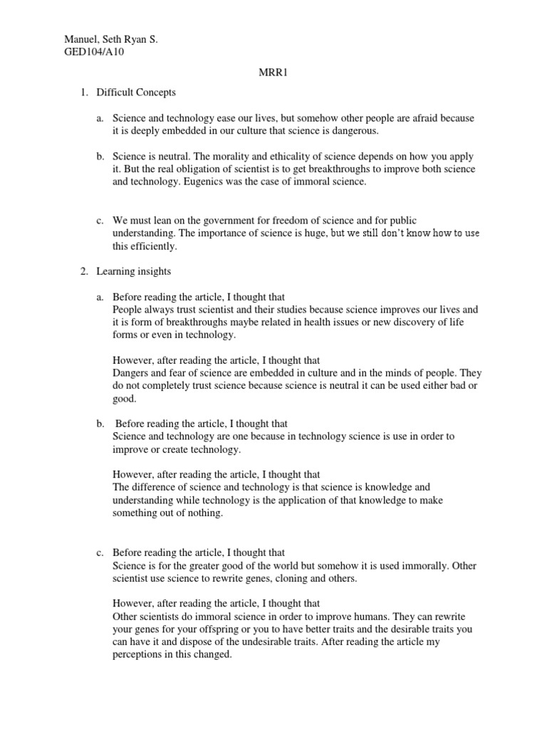 Ged104 MRR1 | PDF | Eugenics | Science