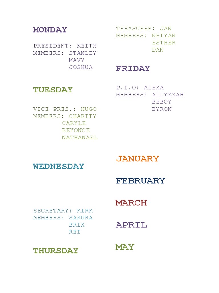 Monday: Tuesday | PDF