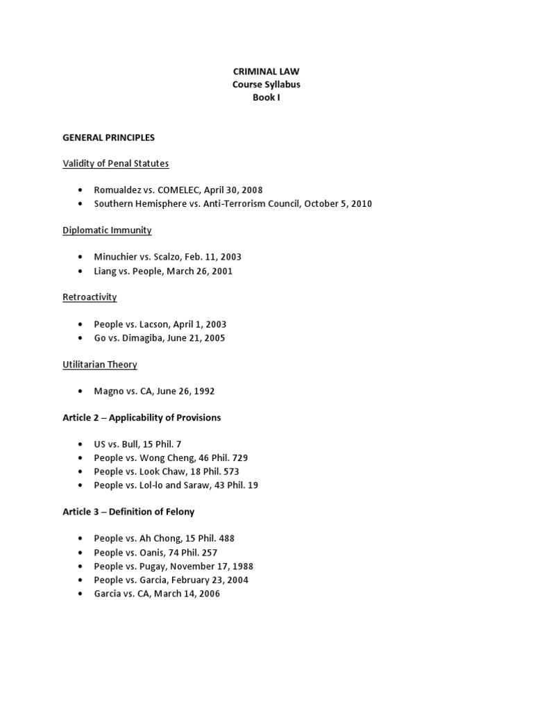 Criminal Law Course Syllabus | PDF | Comparative Law | Ethical Principles