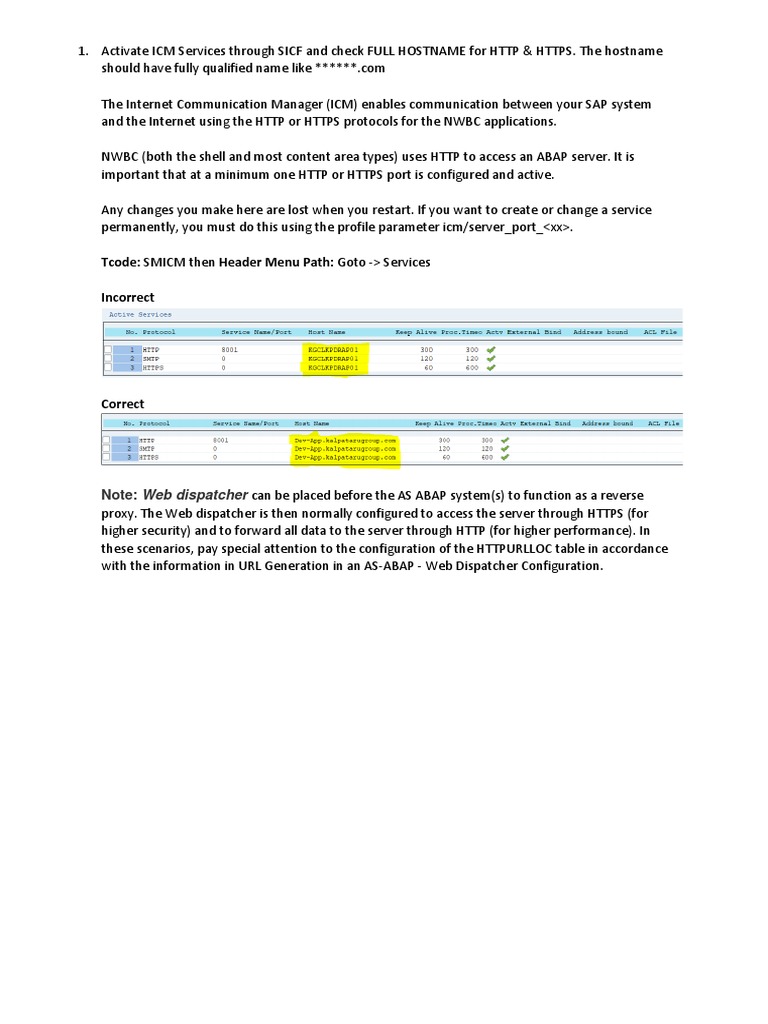 Tcode: SMICM Then Header Menu Path: Goto - Services Incorrect | PDF | Hypertext Transfer ...