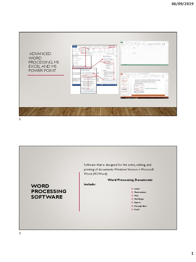 Lesson 3 - Advanced Word Processing, Excel and Powerpoint | PDF ...