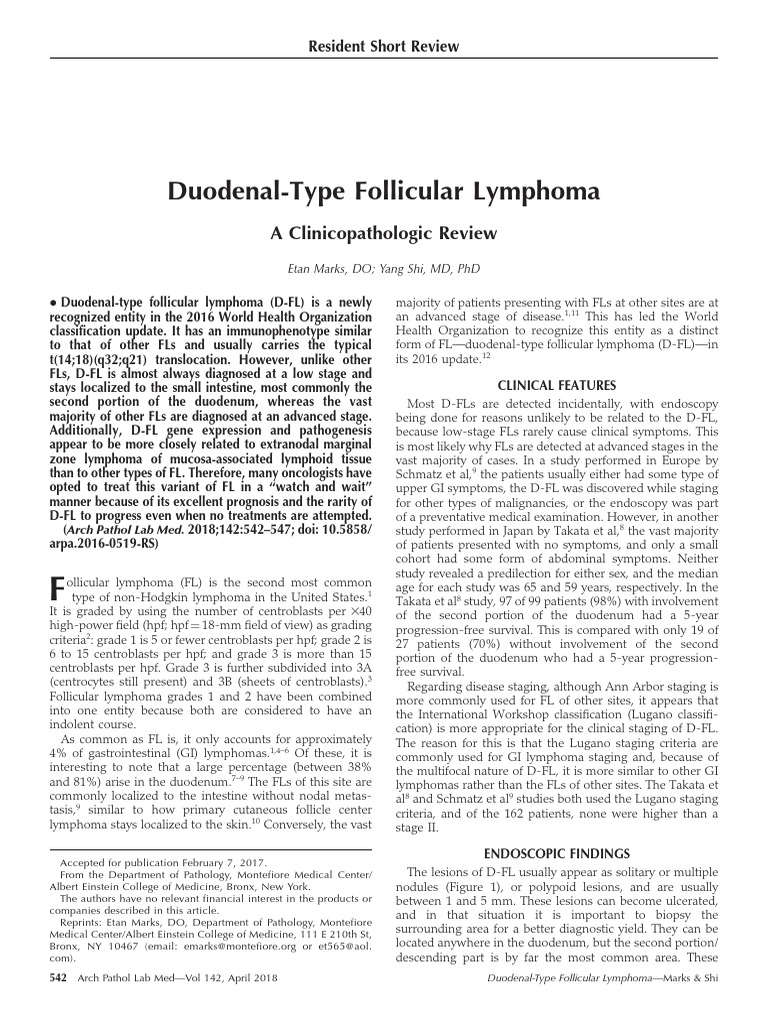 Duodenal Follicular Lymphoma | PDF | Lymphoma | Animal Anatomy