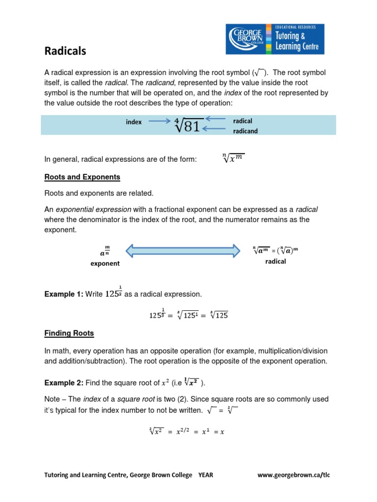 Radicals: Roots and Exponents | Download Free PDF | Exponentiation ...