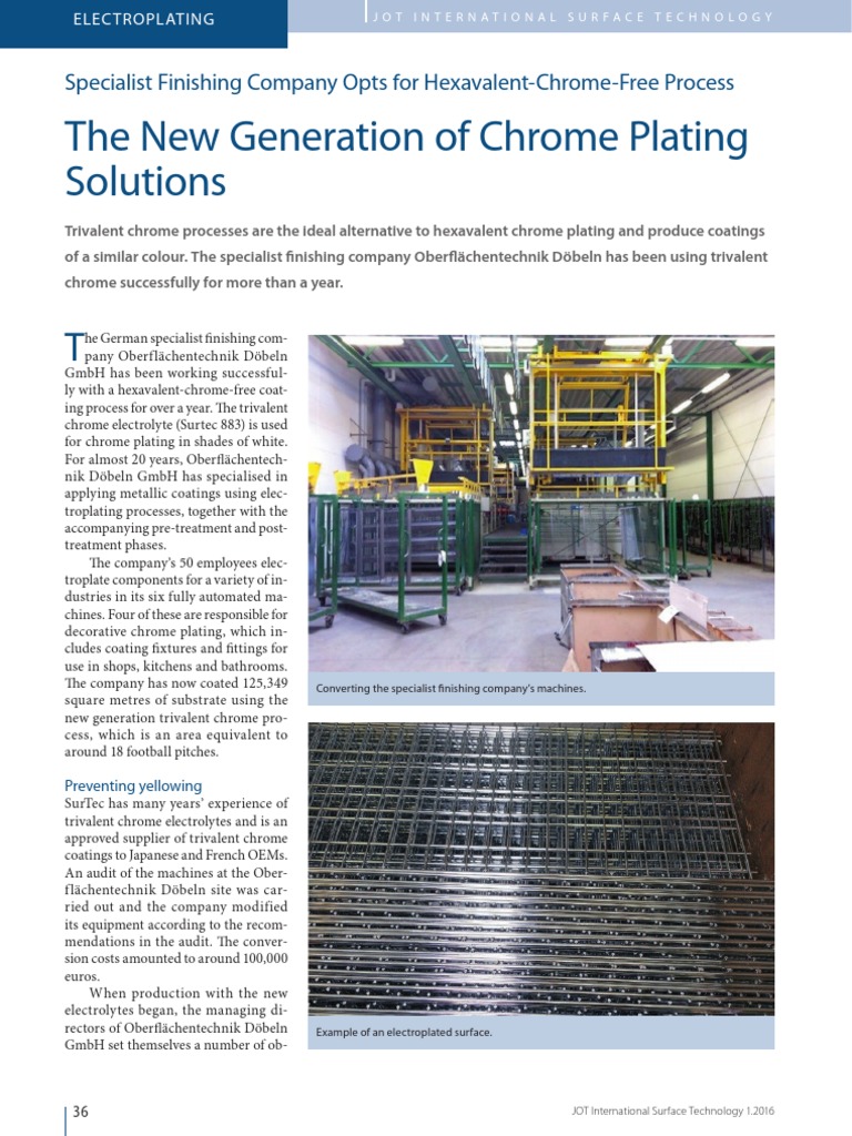 The New Generation of Chrome Plating Solutions: Specialist Finishing ...