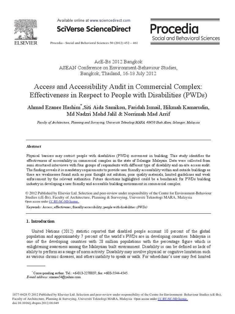 Access and Accessibility Audit in Commercial Complex: Effectiveness in ...